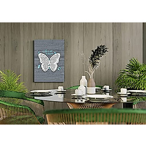 BXFAHZJ As I Sit in Heaven and Watch You Everyday Butterfly Wall Art Canvas Farmhouse Love Theme 11x14 Inch Prints Decor For Home Bedroom Living Room,Gift For Family Members