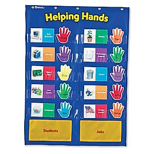 Learning Resources Helping Hands Pocket Chart, 30 Card, Classroom Organization, Teacher Accessories,Teacher Supplies for Classroom,Back to School Supplies