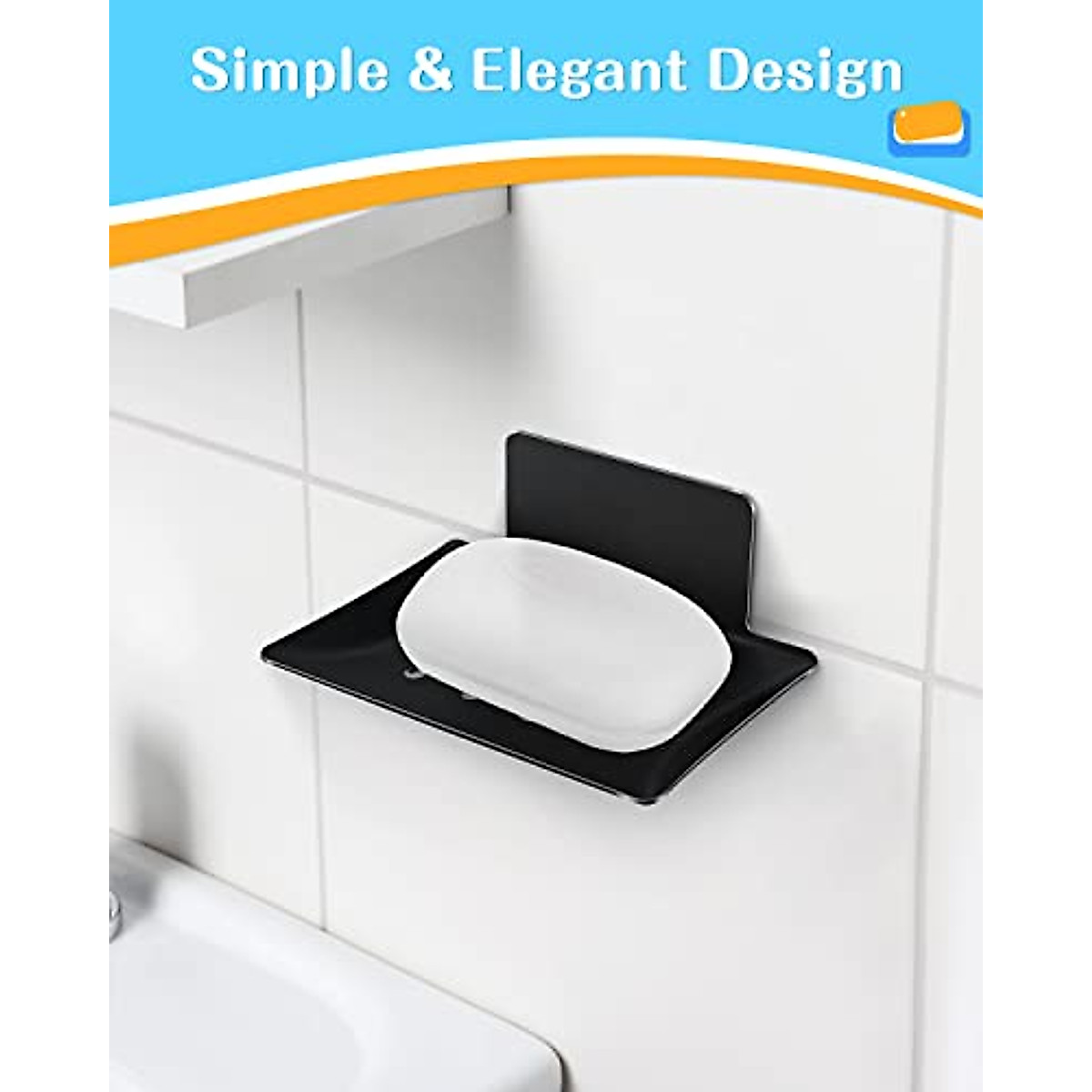 MOVNO 2 Pack Soap Dish Shower Waterfall-Matte Black SUS304 Stainless Steel Soap Tray, Soap Saver Drainer for Shower/Bathroom/Kitchen/Counter Top, Keep Soap Bars Dry & Clean