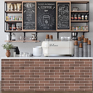 TORURAL 100 Vintage Brown/Red Faux Brick Wall Tiles, 3D Thin Brick Veneers for Bedroom, Bathroom, Kitchen, Fireplace and Fence Wall Panels (14.2 sq ft)