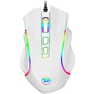 Redragon M602 RGB Wired Gaming Mouse RGB Spectrum Backlit Ergonomic Mouse Griffin Programmable with 8 Backlight Modes, Up to 7200 DPI for Windows PC Gamers (White)