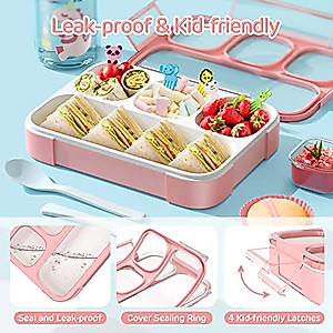 TIME4DEALS Unicorn Insulated Lunch Bag Set Bento Lunch Box for Kids, Bento-Style Leakproof 4 Compartments Lunch Container Water Bottle Ice Pack Muffin Cup Spoon Bento Box Set Kid Toddler School Lunch