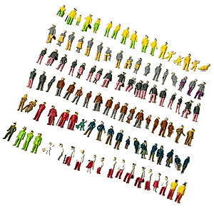 1:100 HO Scale Models People Set, Xafissy 100PCS Tiny People Model People DIY Resin Colorful Painted Mixed Seated and Standing People Figures Models for Miniature Scenes