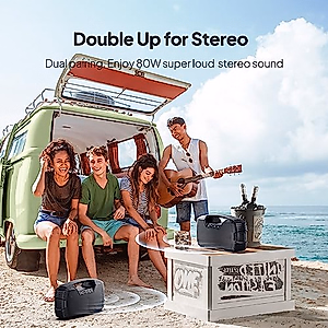 DBSOARS Bluetooth Speaker, Portable Wireless IPX7 Waterproof Speakers, 40W Stereo Sound, Deep Bass, 32H Playtime, Outdoor Speaker with Handle, TWS Pairing, Built-in Power Bank, for Pool, Beach, Party