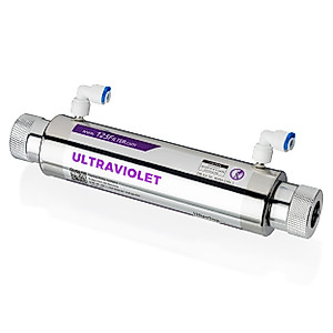 iSpring CU-A4 0.01μm Ultra-Filtration Under Sink Water Filter System, Remove 99.99% Contaminants, Quick Filter Change with Chrome Faucet, White & UVF11A UV Ultraviolet Light Water Filter