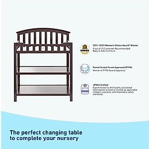 Graco Clara Changing Table (Espresso) - GREENGUARD Gold Ceritifed, Includes Bonus Water-Resistant Changing Table Pad with Safety Strap, 2 Open Shelves