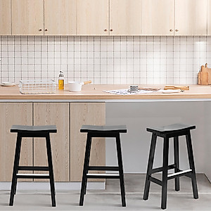Bar Stools Set of 2, 30 Inch Counter Height Bar Stools with Footrest, Solid Wooden Frame Bar Stools for Kitchen Counter, Backless Farmhouse Bar Stool Counter Stool, Breakfast Barstool Set of 2