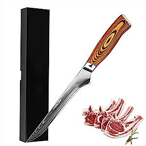 XT XITUO 6- inch Boning Knife with Fillet-Flexible Curved-Blade, Japanese VG10 Damascus Steel Perfect Fish Fillet knife, Razor Sharp Edge, Corrosion Resistant