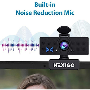 NexiGo N60 1080P Web Camera, HD Webcam with Microphone & Privacy Cover, USB Computer Camera, 110-degree Wide Angle, Plug and Play, for Zoom/Skype/Teams/OBS, Conferencing and Video Calling (Renewed)