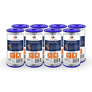 Aquaboon 5 Micron 10" x 4.5" Pleated Sediment Water Filter Replacement Cartridge | Whole House Sediment Filtration | Compatible with FXHSC, ECP5-BB, FM-BB-10-5, CP5-BBS, 255490-43, HDC3001, 8-Pack