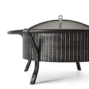Amazon Basics Round Fire Pit - 39-Inch, Brushed Pewter