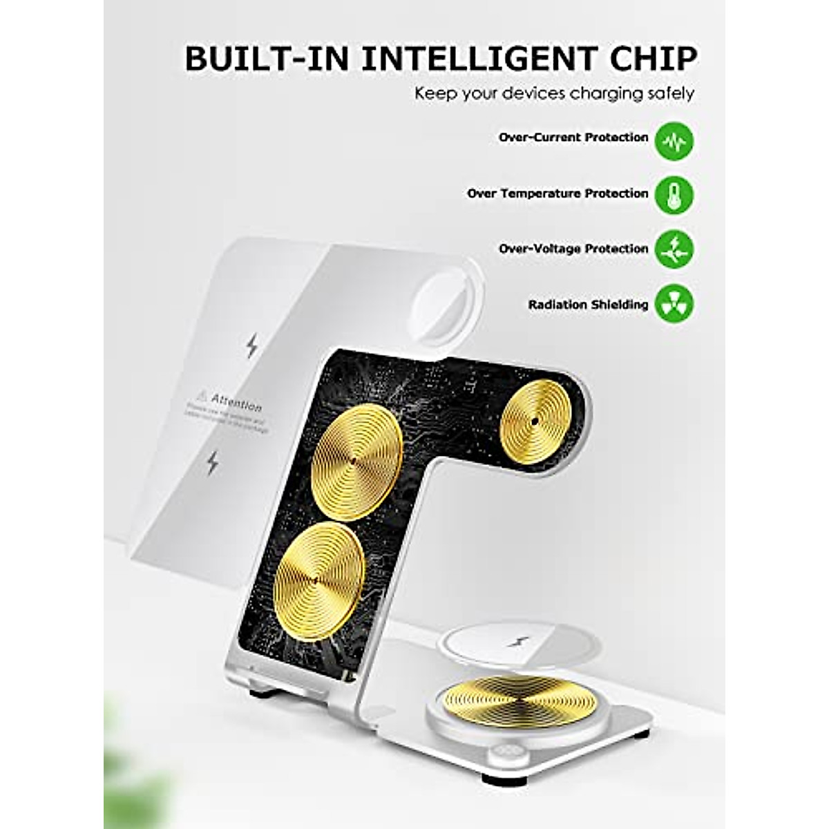 3 in 1 Charging Station for Multiple Devices Apple - Aluminum Alloy Fast Wireless Charger Stand for iPhone 14/13/12/11/Pro/Max/XS/XR/X/8/Plus, for Apple Watch 7/6/5/4/3/2/SE, for AirPods 3/2/Pro