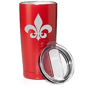 Smooth Body Tumbler Stainless Steel Vacuum Insulated Travel Mug Cup Gift Fleur-de-lis (Red, 20 oz)