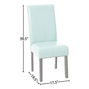 Christopher Knight Home Pertica T-Stitch Leather Dining Chairs, 2-Pcs Set, Teal Blue
