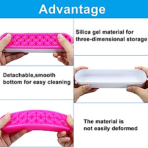 Unlorspy Rose Red Silica gel Makeup Brush Holder Box Multi-Purpose Silica gel Make Up Brush Storage Stand Rectangle Multipurpose Painting Pen Holder for Brush,Art Craft and Painting Brush