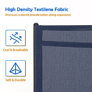 Devoko Patio Lounge Chairs Outdoor Chaise Lounge Beach Pool Side Folding Recliner Adjustable Lounge Chair Set of 2 (Blue)