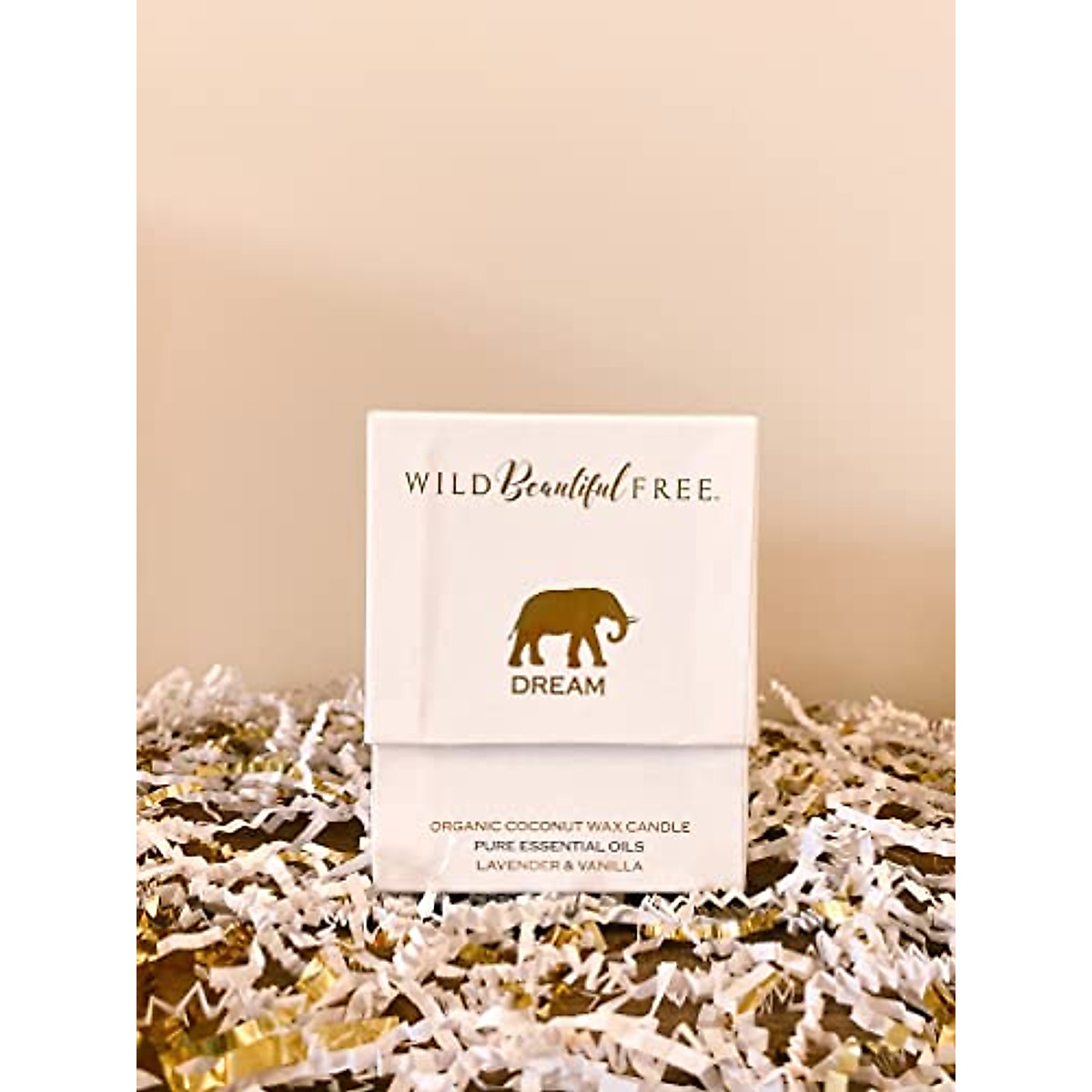 Lavender and Vanilla Organic Aromatherapy Candle with Pure Essential Oils for Stress Relief and Sleep - Dream Elephant Luxury Candle by Wild Beautiful Free
