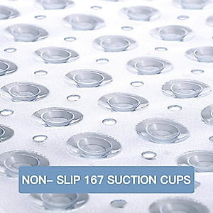 YINENN Bath Tub Shower Stall Mats 31x15.5 Inch Non-Slip and Latex Free, Bathtub Mat with Suction Cups, Machine Washable Bathroom Mats with Drain Holes (Clear)