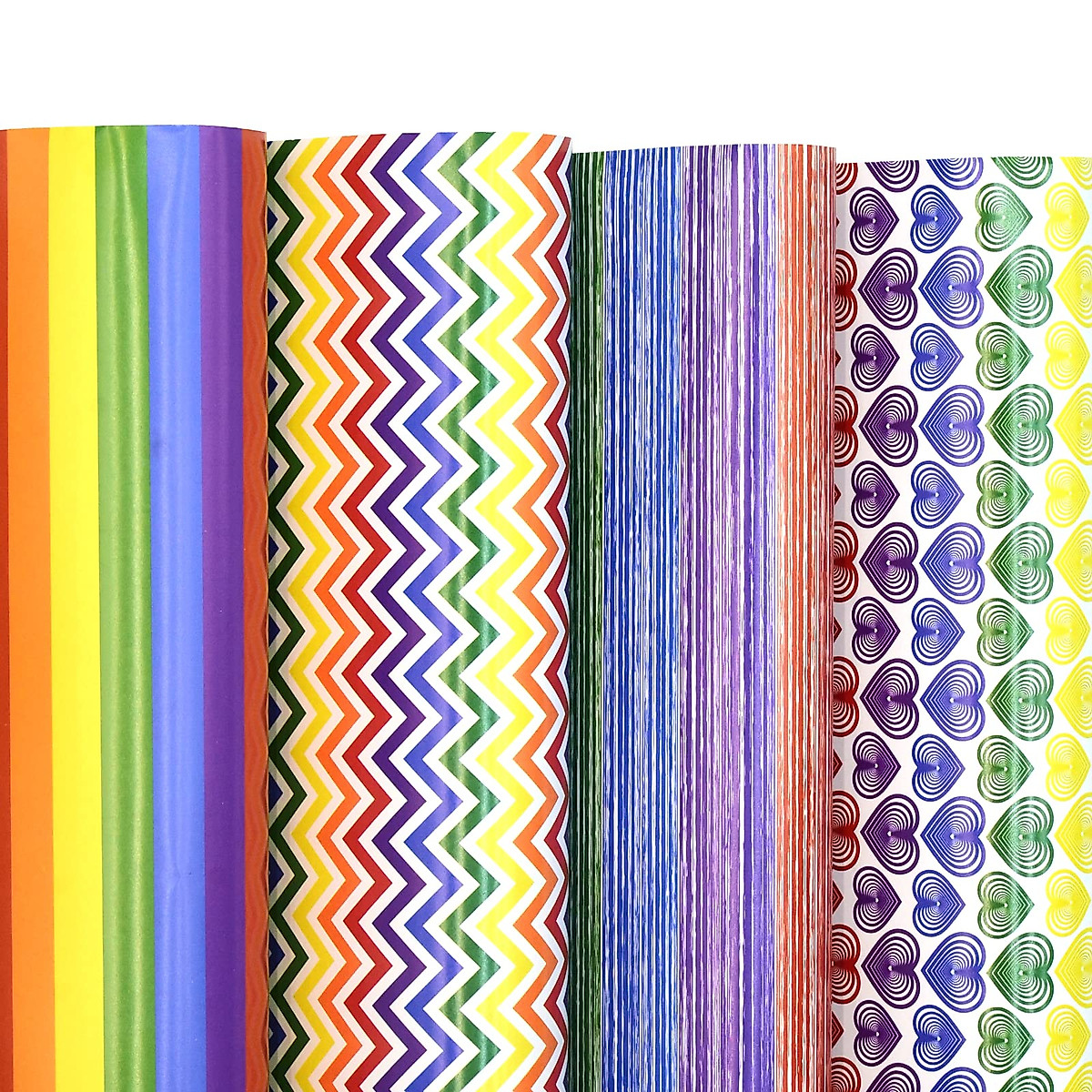 LDGOOAEL Flat Wrapping Paper Sheets -12 Sheets with 4 rainbow Paterns, Gift Wrapping Paper for Holiday, Birthday, LGBT - Pre cut & Folded(19.6" x 27.5“ Per Sheet)