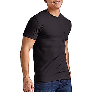 Hanes Originals Men's Short Sleeve Pocket T-Shirt, Tri-Blend Jersey, Black, Medium