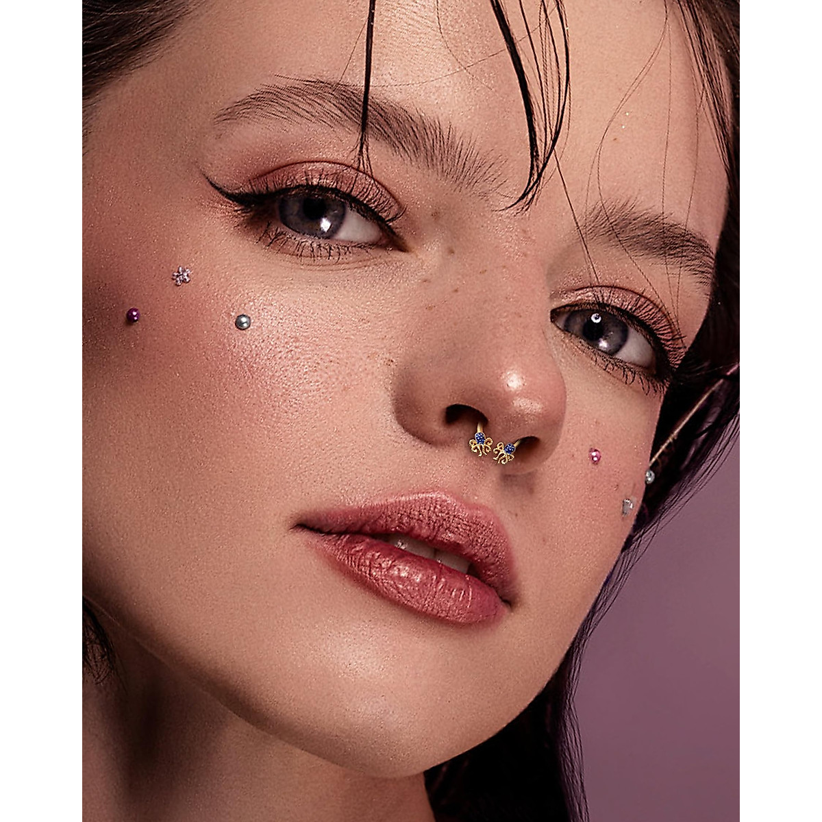 COCHARM Gold Octopus Septum Rings 16g Horseshoe Cartilage Earring for Women 316L Stainless Steel 10mm Daith Piercing Jewelry