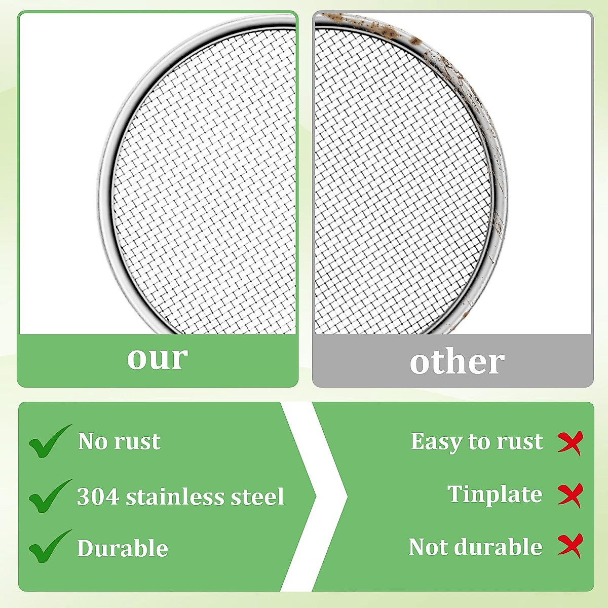 10 Pack Stainless Steel Sprouting Lids, Mason Jar Sprouting Lids, Mesh Bean Sprout Sieve Lids for Mouth Mason Jar, Growing Bean, Seed