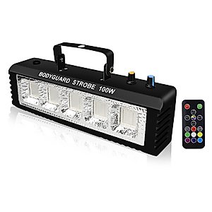 Strobe Stage Lights Sound Activated, Led Strobe Light 100W, Halloween Light Effect with Remote Control, Professional DJ Light - Party Lights for Banquet Host