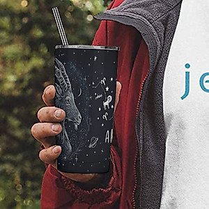 BEOIIBIRD Aries Zodiac Tumbler Gifts, 20oz Glaze Stainless Steel with Lid and Straw Water Bottles Insulated Coffee Mug, Beverage Cup for Teen Women Men in Home Office Car Travel