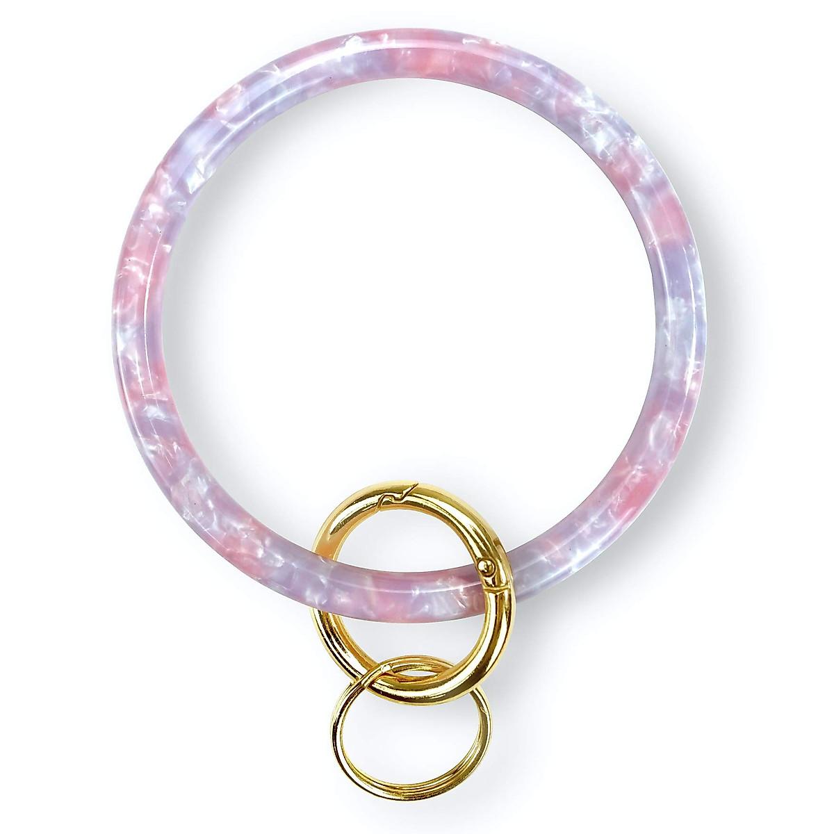 Heesch Bangle Key Ring Bracelet Keychain Key Ring Bracelet for Women, Acetate Circle Keyring for Wrist (Pink & Blue)
