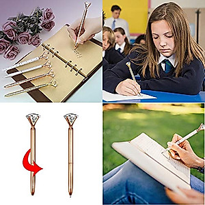 7pcs Diamond Ballpoint Pens with BONUS 7pcs Ballpoint Pen Refills and Black Velvet Bags, Big Crystal Diamond Pen, Beatiful Bling Metal Ballpoint Pen for Women,Co-workers,Kids,Girls.