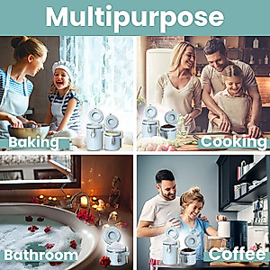 Home Intuition 4-Piece Ceramic Kitchen Canisters Set, Airtight Containers with Wooden Spoons Reusable Chalk Labels and Marker for Sugar, Coffee, Flour, Tea (Mint)