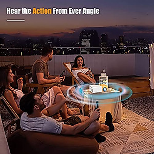 Projector,Meer Mini Projector,Portable Movie Projector,Neat Home Projector,Compatible with iPhone,Android,Windows,Firestick,PS5,Laptop,Tablet,Provide HDMI,USB,Earphone,AV Port and Remote Controller