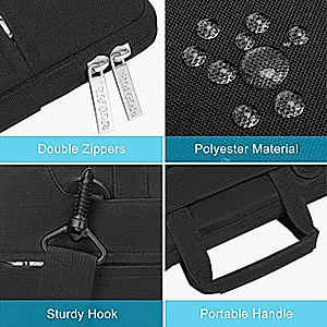MOSISO Laptop Shoulder Bag Compatible with MacBook Air/Pro,13-13.3 inch Notebook,Compatible with MacBook Pro 14 inch 2023-2021 A2779 M2 A2442 M1, Polyester Sleeve with Back Trolley Belt, Black