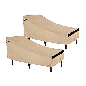 NEVERLAND Waterproof Patio Lounge Chair Cover, Outdoor Chaise Lounge Covers with Heavy Duty Material, 420D Waterproof Outdoor Chairs Cover 76L x 32W x 32H inch Golden (2 PACK)