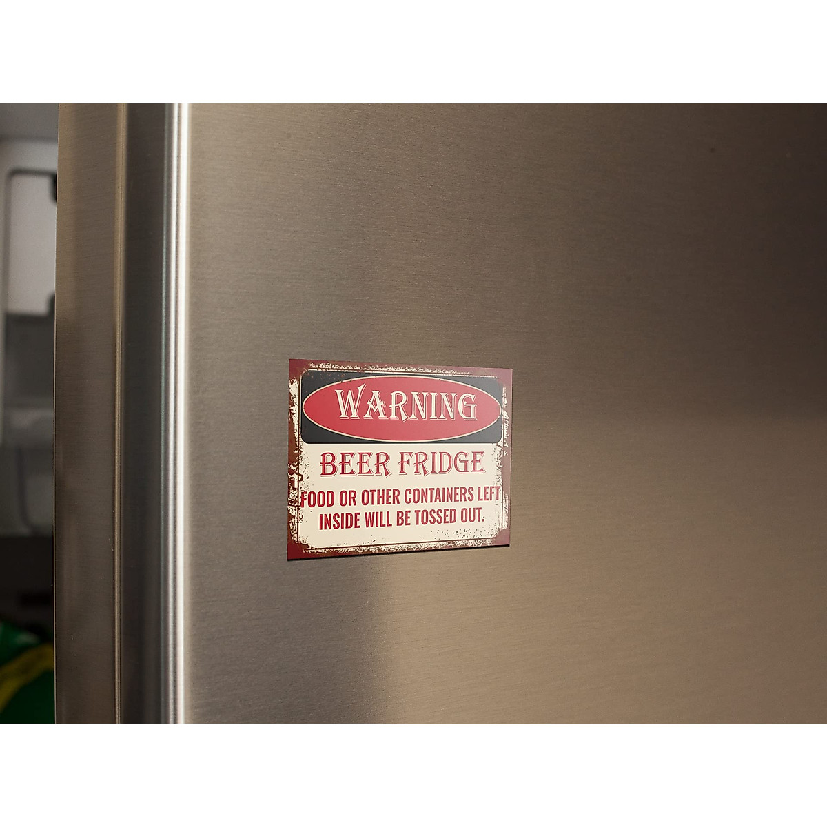 Beer Fridge Magnet for Man Cave Shop Garage Basement or Bar | Vinyl Magnets for Refrigerator, Bumper, or Tool Box 4" x 6" Warning Beer Fridge