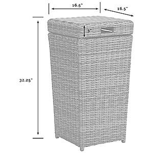 Afuera Living Modern Wicker Patio Trash Can in Weathered Brown