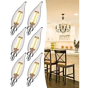 OMED E12 LED Candelabra Bulb 100 Watt Equivalent, 2700K Soft White, Dimmable LED Chandelier Light Bulbs, 7W 1000 Lumen Clear LED Candle Light Bulbs for Living Room, Light Fixture, 6 Pack