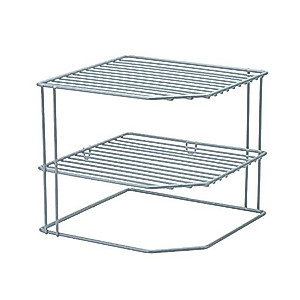 Kitchen Details Corner Shelf Organizer | Cabinet & Countertop Storage | Plates | Cups | Bowls | Grey
