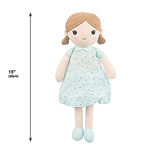 Linzy Toys, Soft Plush Mint Blue Emily Rag Doll, 15"