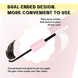 Lash Bond and Seal Cluster Lash Glue for Lash Clusters Super Strong Hold 48 Hours Long Lasting Bond and Seal Lash Glue Waterproof Latex-Free Black Eyelash Glue + Sealant by Mereton (Pink Bottle)