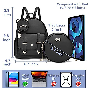 BESYIGA Girls Fashion Backpack 3PCS Mini Backpack Purse for Women Kids Backpack Purse PU Leather Travel Satchel Backpack Shoulder Bag Purple