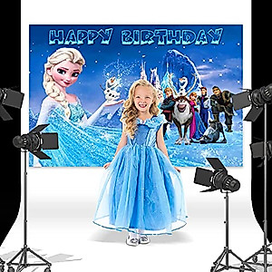 Frozen Backdrop Elsa Birthday Banner for Girl Kids Photography Birthday Banner Party Supplies Baby Shower Ice Snow Castle