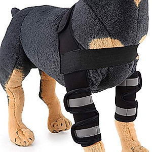 Ranphy Dog Recovery Sleeve Canine Front Leg Brace Elbow Protector Dog Hock Joint Wrap with Shoulder Strap Pet Injury Protective Cover for Preventing Arthritis Recovering Ankle Protector Black Size S