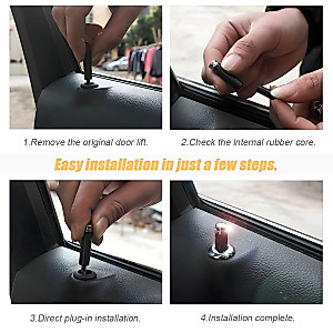 Moly Magnolia 4PCS Car Door Lock Knobs, American Flag Carbon Fiber Door Lock Pin Cover, Decorative Modification Door Lock Bolt Pin Cover, Auto Accessories Universal for SUV, Truck, Van (Black Flag)