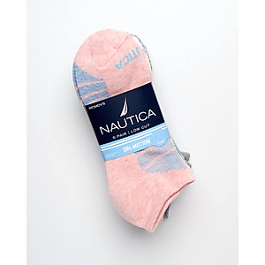 Nautica Women's Socks - Athletic Cushion Low Cut Socks (6 Pack), Size 4-10, Pink Assorted