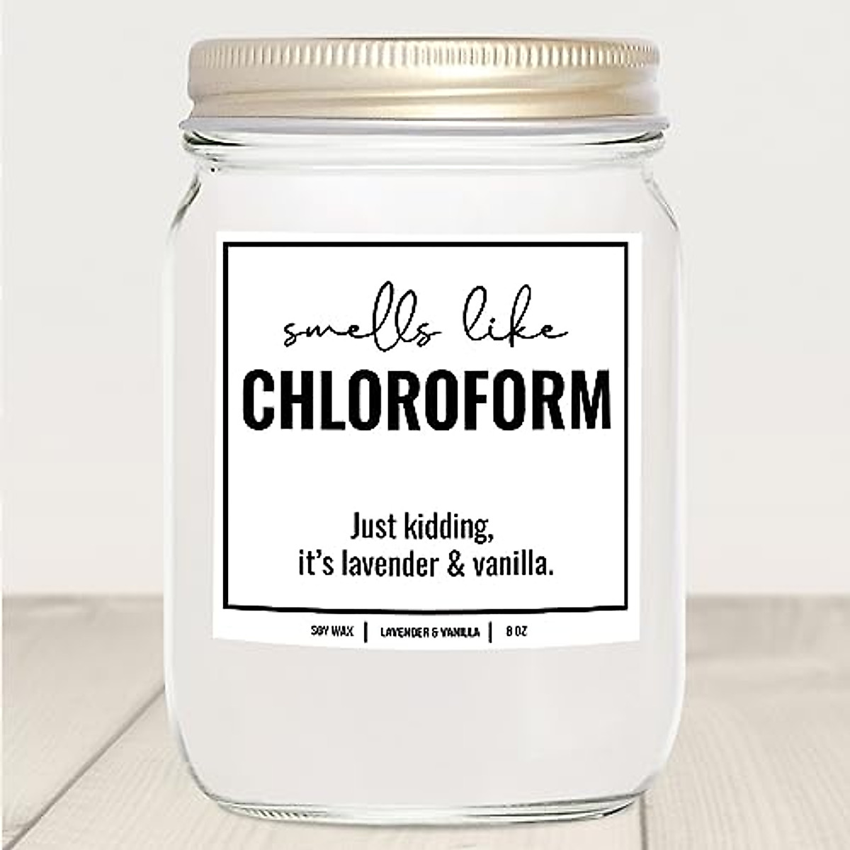 YouNique Designs Smells Like Chloroform Scented Candle, 8 Oz, True Crime Gifts for Women, Serial Killer Gifts for Women, Crime Junkie Merch, All Natural Soy Vegan Candles (Lavender & Vanilla)