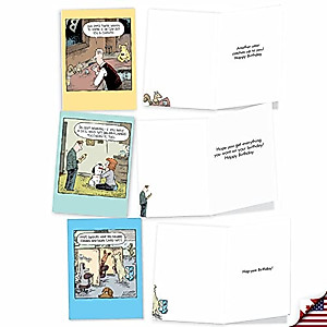 NobleWorks - 10 Assorted Happy Birthday Cards - Funny Bday Greeting Cards with Cartoons, Bulk Boxed Notecard Set - Dog Days A2665BDG