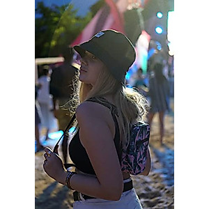 Vibe Festival Gear Crossbody Sling Bag for Women 4in1 from Recycled Polyester Belt Bag Backpack Fanny Pack Purse - Pink Tropical Palm Trees