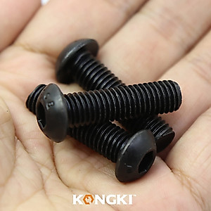 M8 x 25mm Button Head Socket Cap Screws, 10.9 Grade Alloy Steel, Allen Socket Drive, Black Oxide Finish, Full Thread, Quantity 40