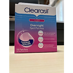 Clearasil Stubborn Acne Overnight Spot Pimple Patches, 18 Count (Pack of 3)